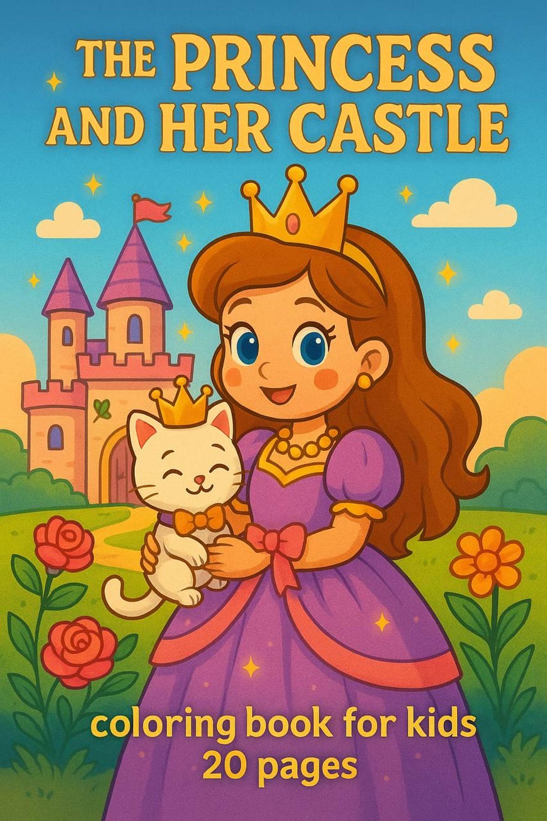 The Princess and Her Castle Coloring Book for Kids | 20 Pages Printable ...