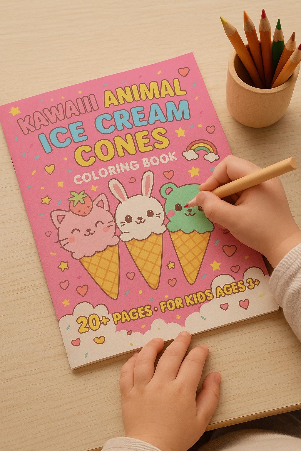 Kawaii Animal Ice Cream Coloring Book – Kids Summer Fun (digital ...