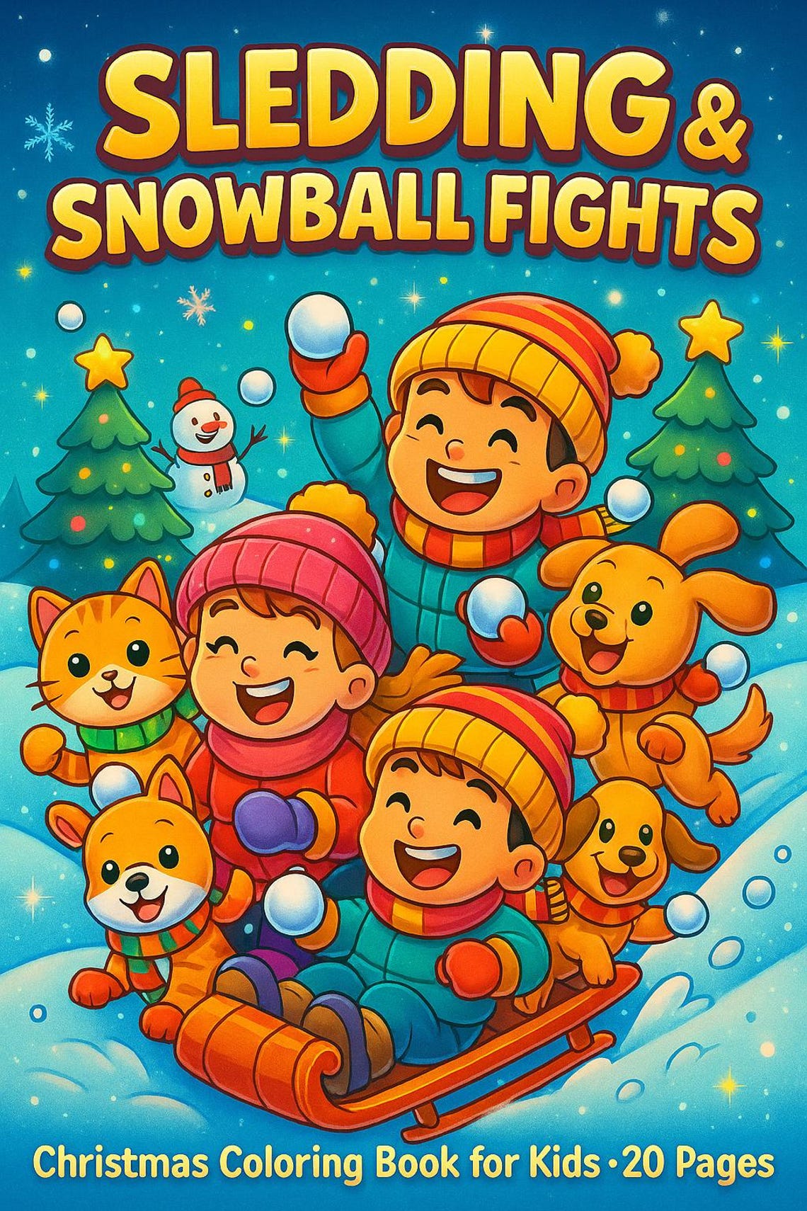 Winter Fun Coloring Book for Kids – Sledding, Snowballs (printable PDF ...
