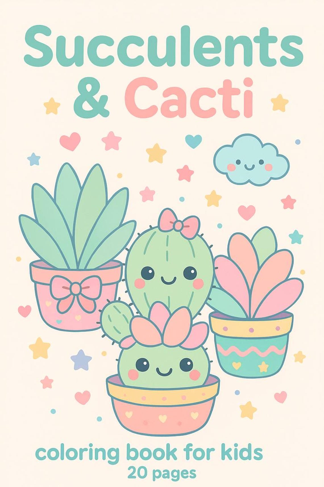 Succulents & Cacti Coloring Book for Kids – 20 Fun Pages Printable - Etsy