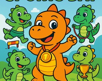 Dino Sports Day – Dinosaur Activity Coloring Book for Kids | 20 Fun ...
