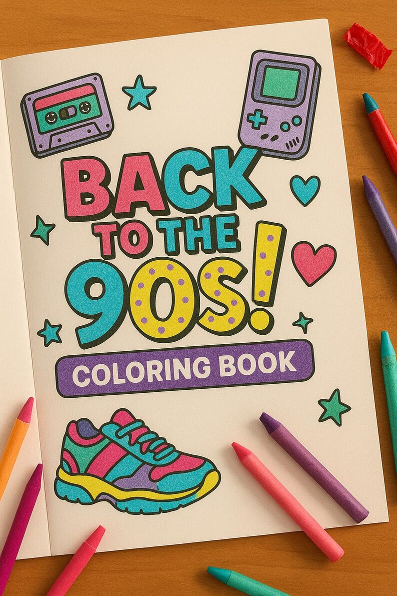 90s Nostalgia Coloring Book: Retro Printable for Teens & Adults ...