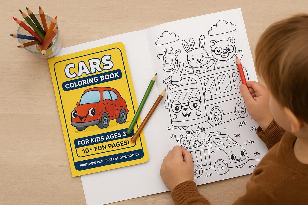 Cars Coloring Book for Toddlers: Vehicle-themed Activity Pages (PDF ...