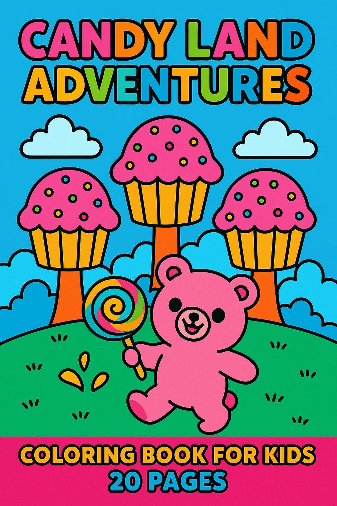 Candy Land Coloring Book for Kids: 20 Sweet Animal & Cupcake Scenes ...
