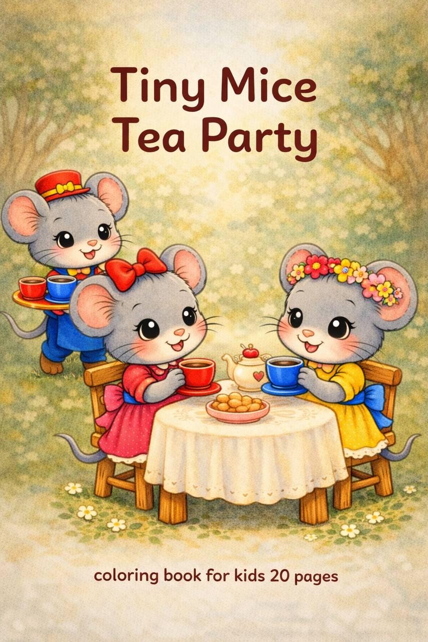 Tiny Mice Tea Party – Animal Tea Time Coloring Book for Kids | 20 ...