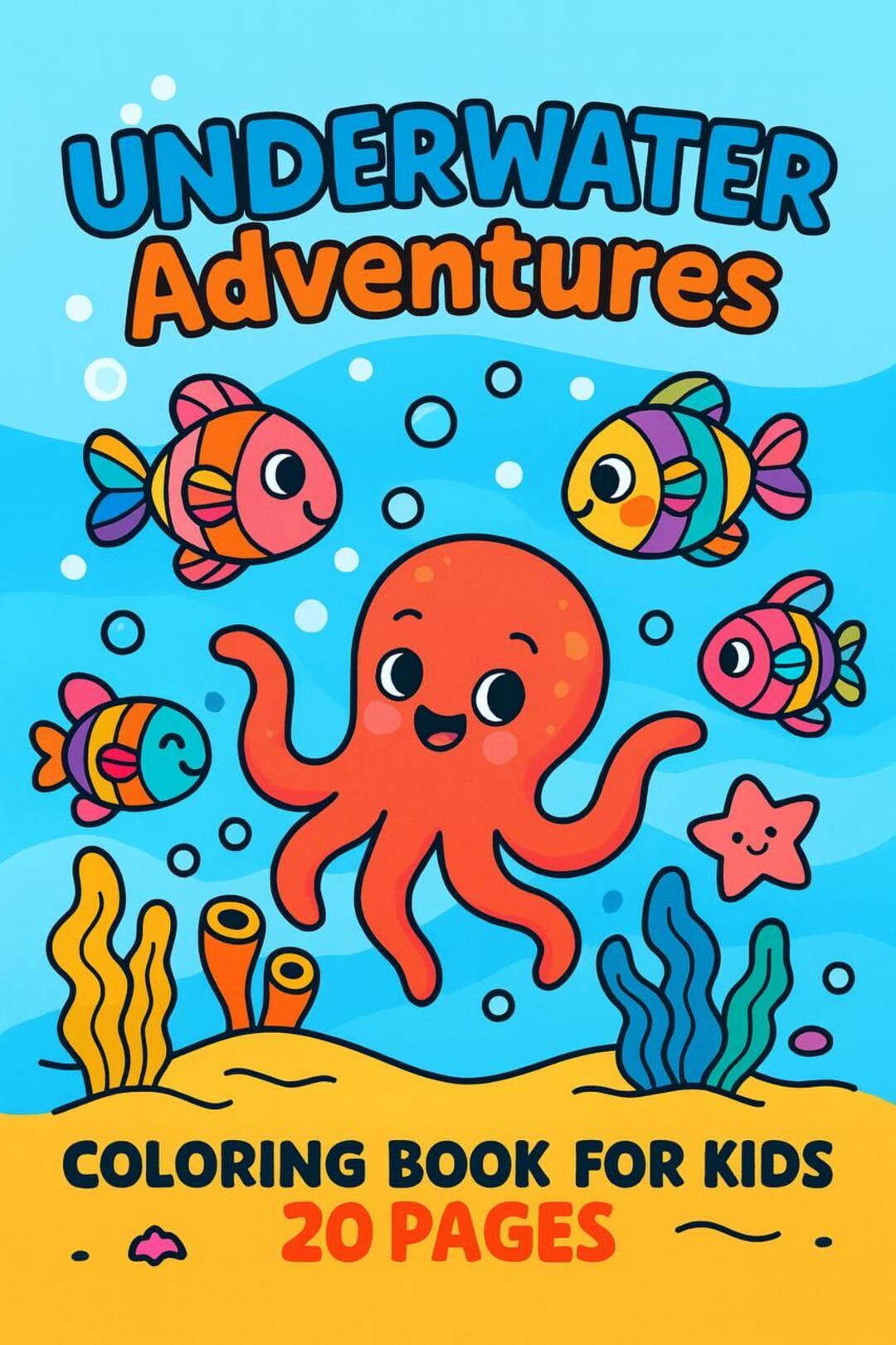 Underwater Coloring Book for Kids | 20 Pages of Sea Animals (printable ...