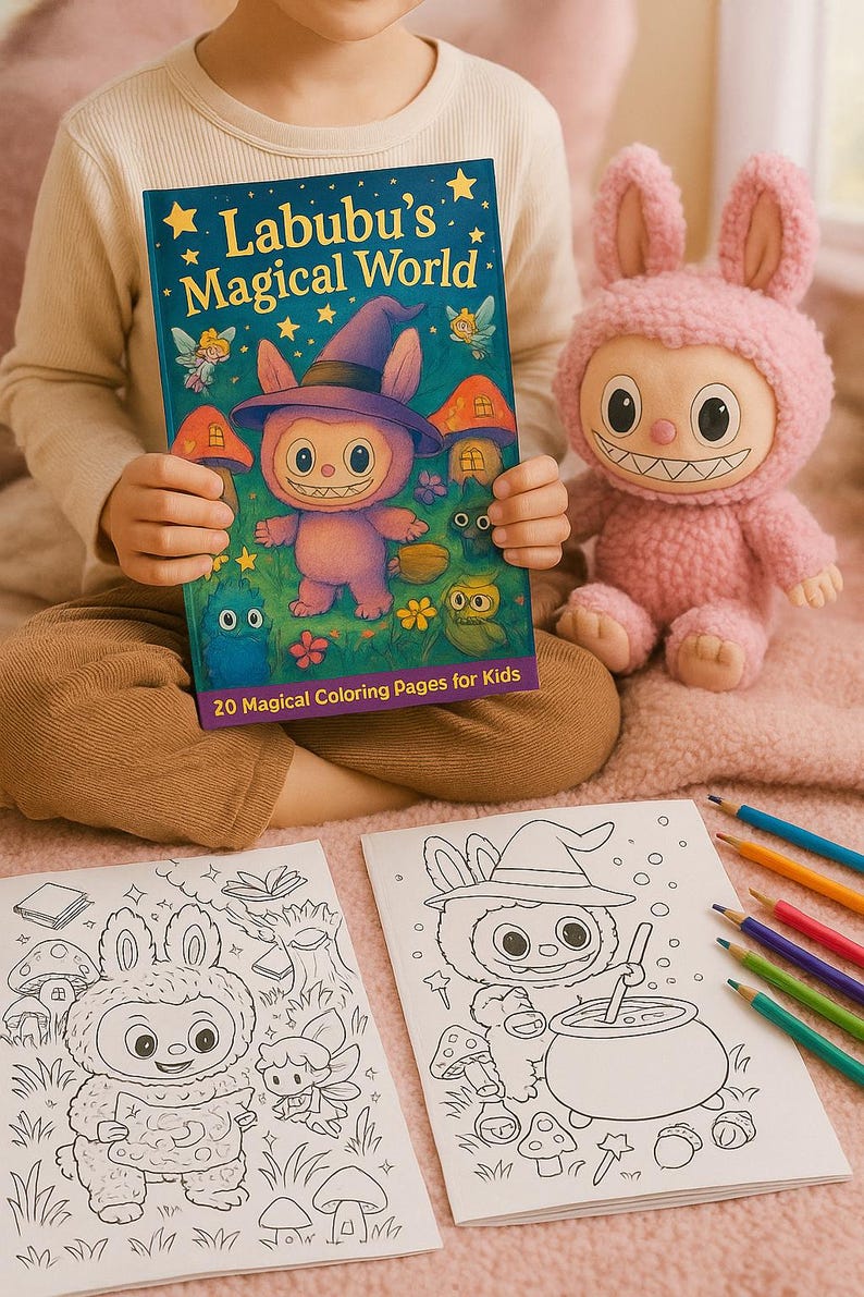 Labubu’s Magical World Coloring Book for Kids – Cute Fantasy Coloring ...