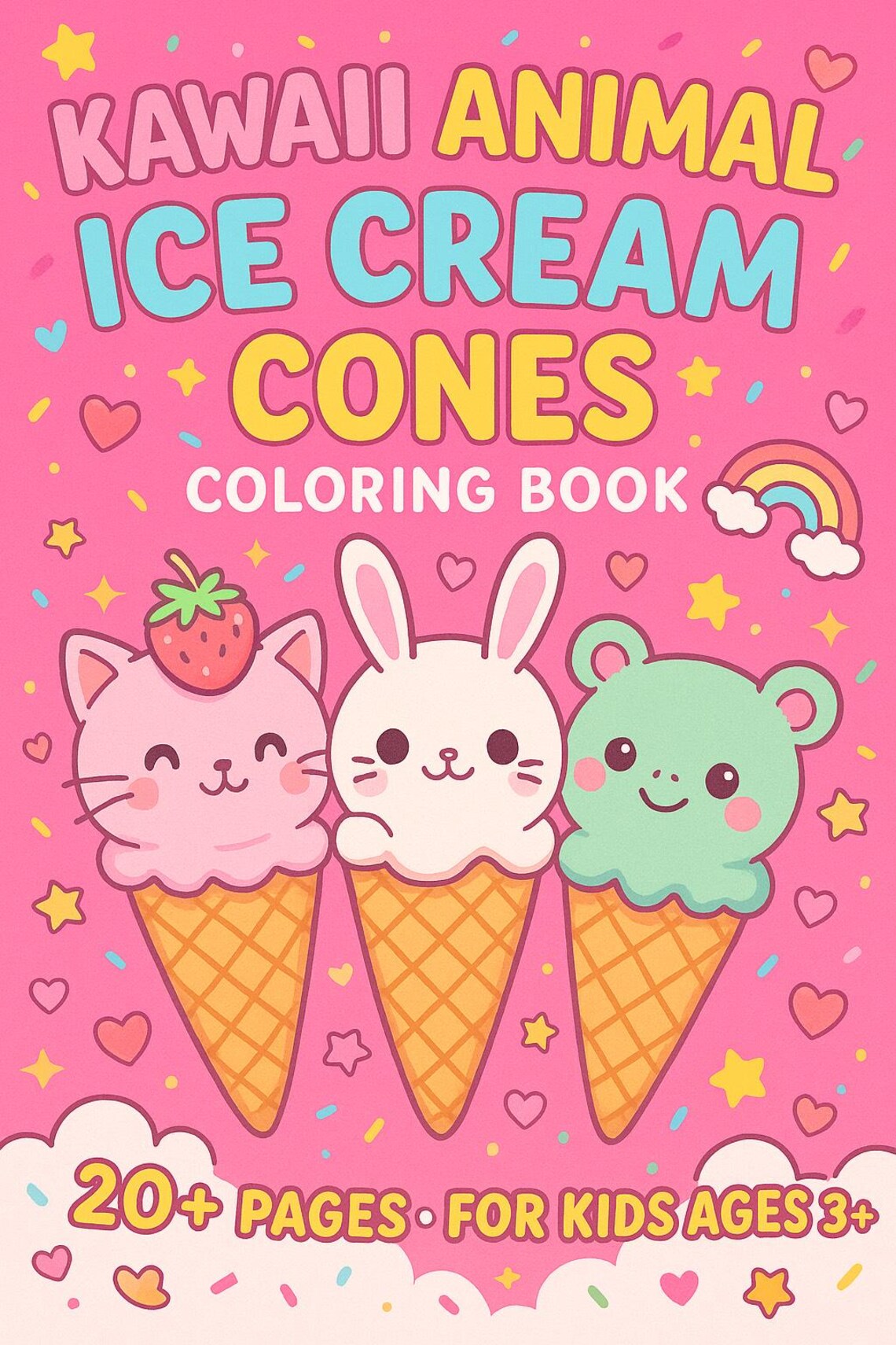 Kawaii Animal Ice Cream Coloring Book – Kids Summer Fun (digital ...