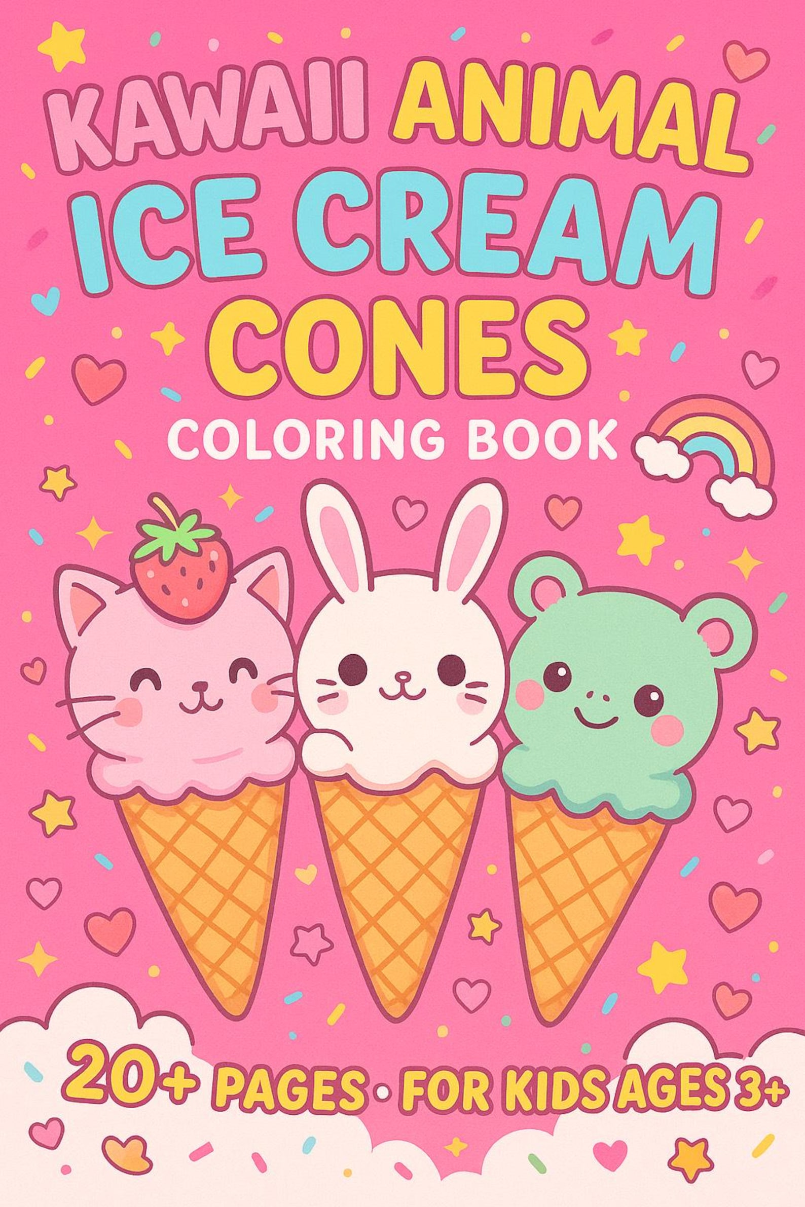 Kawaii Animal Ice Cream Coloring Book – Kids Summer Fun (digital ...