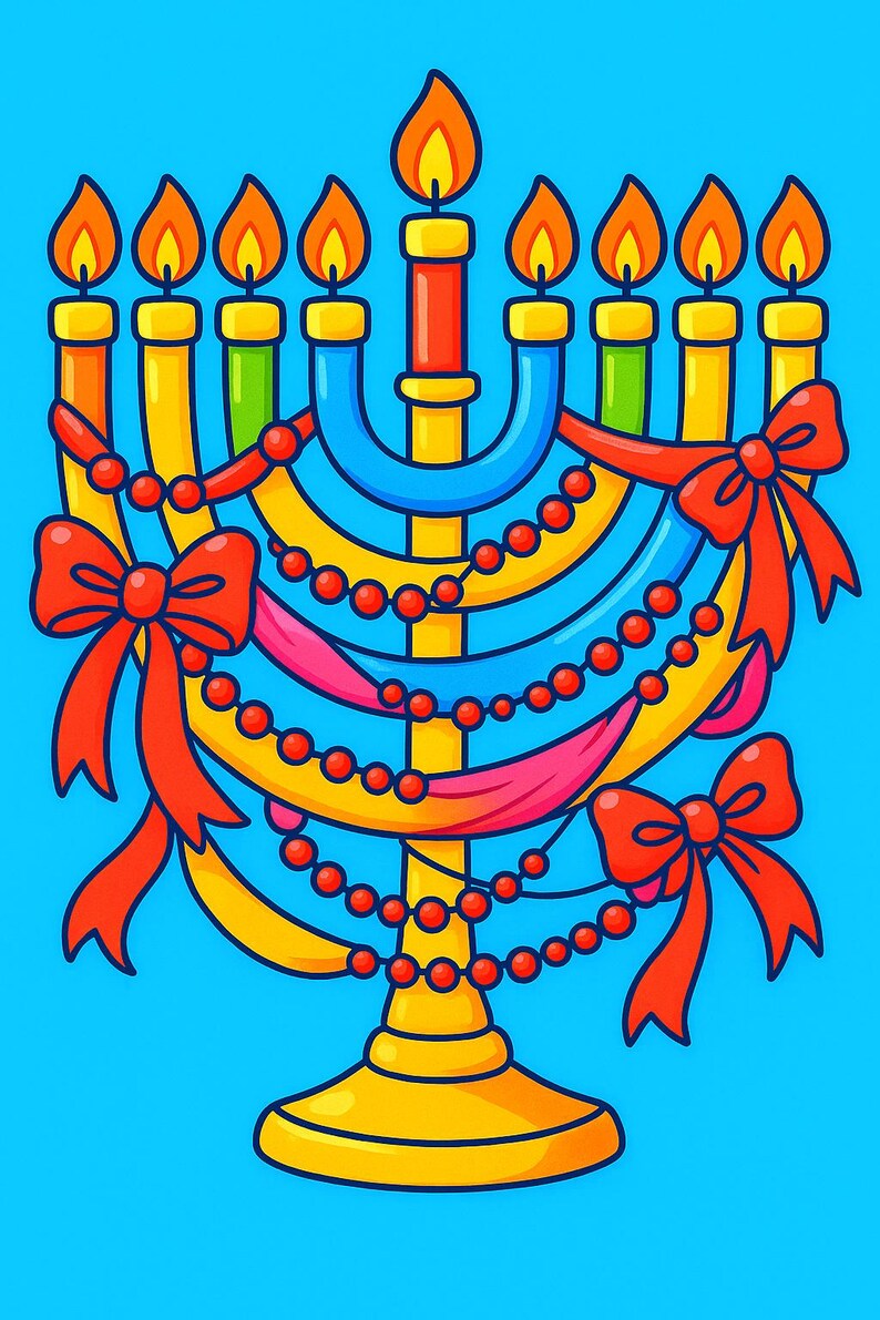 Hanukkah Menorah Coloring Book for Kids – 20 Pages Printable - Etsy