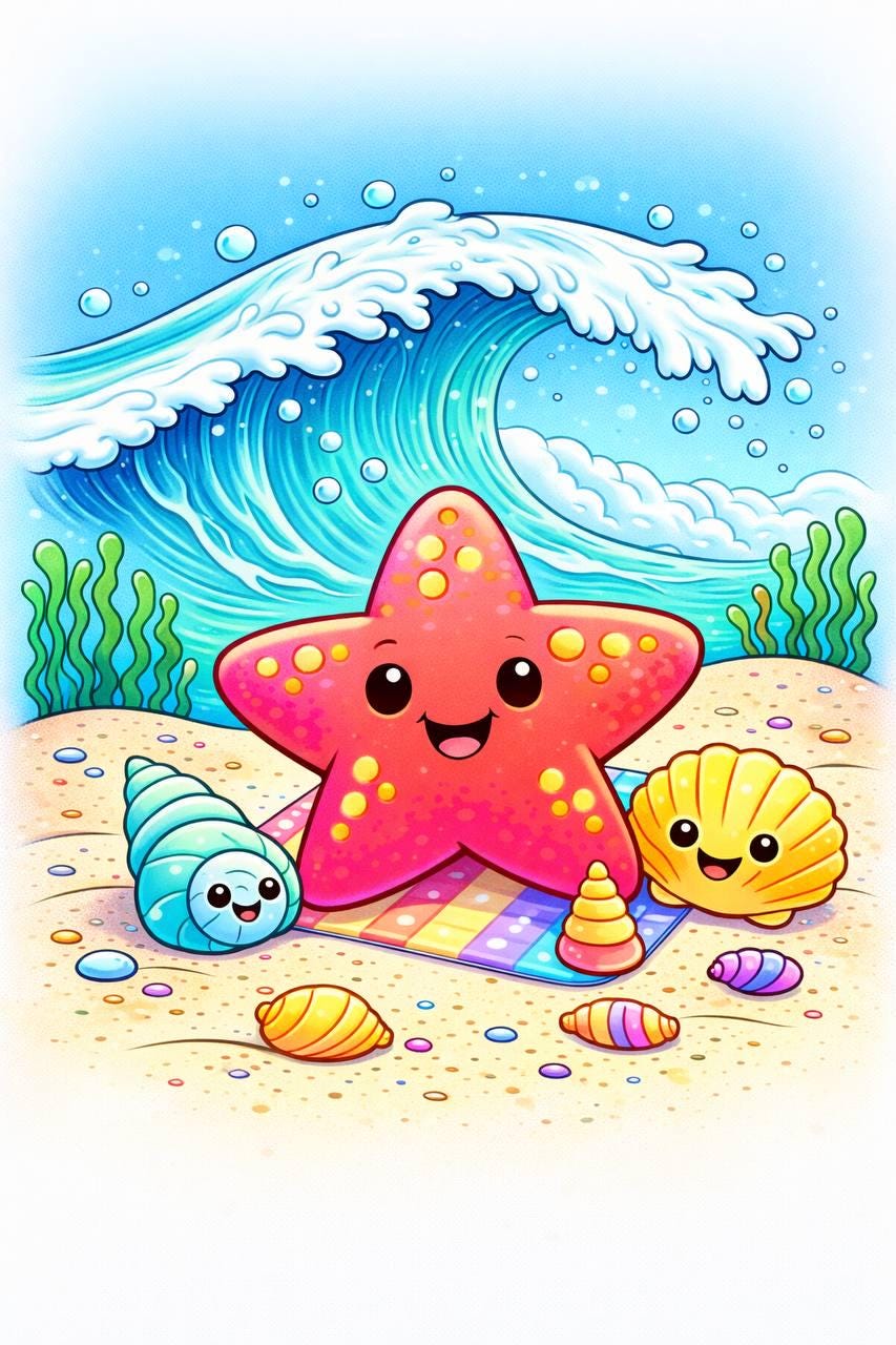 Starfish & Seashells Fun – Ocean Coloring Book for Kids | 20 Printable ...