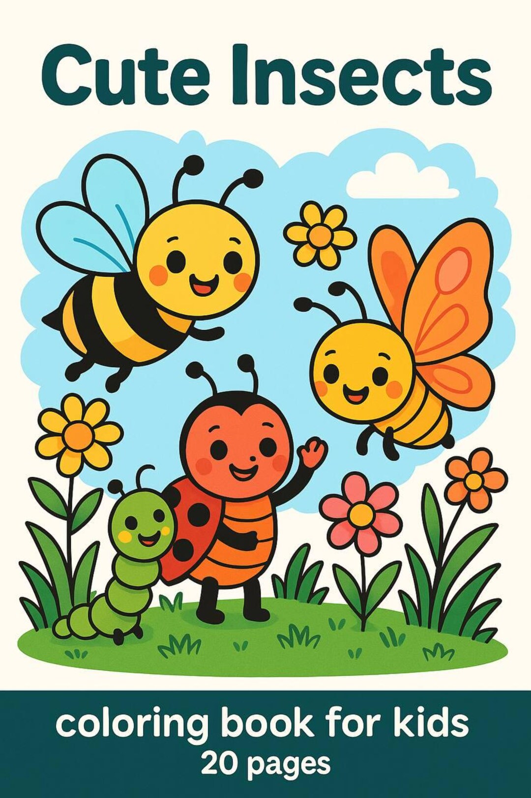 Cute Insects Coloring Book for Kids – 20 Fun Printable Pages - Etsy