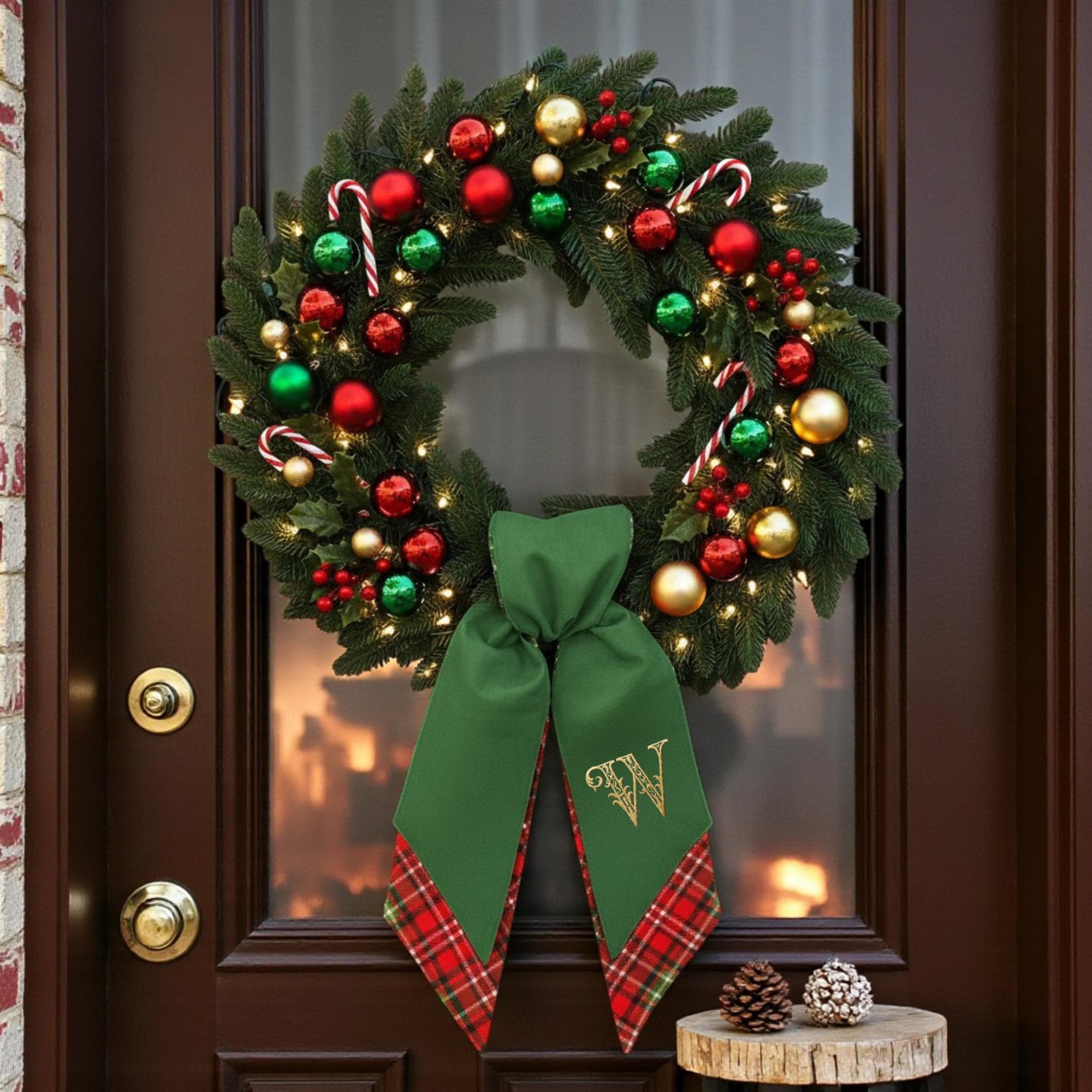 Santa Claus Vintage Embroidered Wreath Sash, Christmas Wreath Sash ...