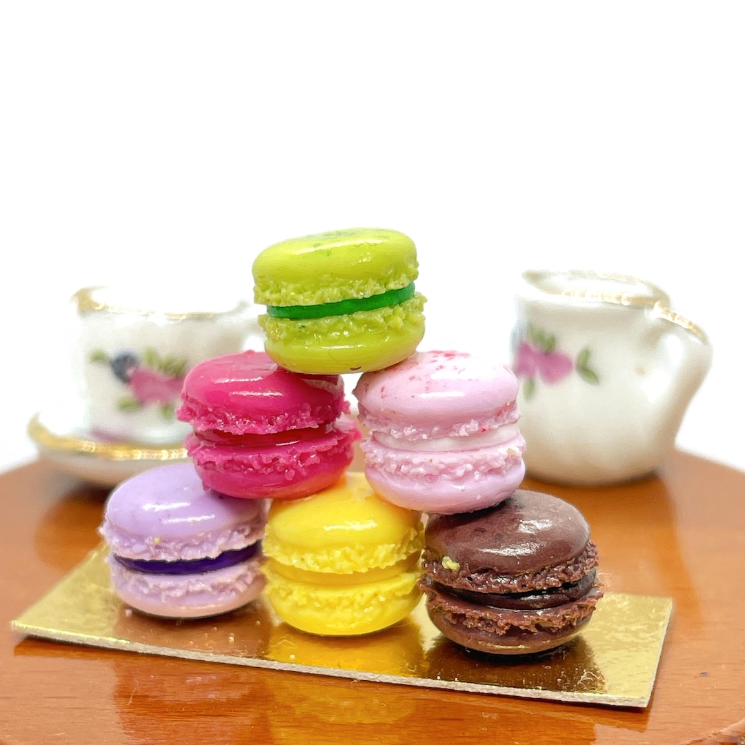 Realistic Miniature Food Macarons for Dollhouse, Pyramid of 6 Handmade ...