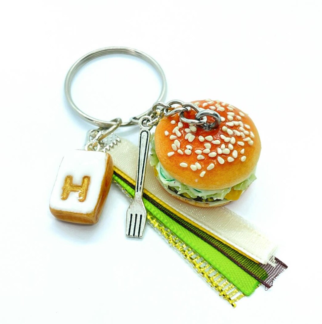 Personalized Realistic Miniature Hamburger Keychain - With Alphabet ...