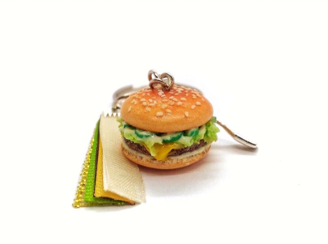 Realistic Miniature Hamburger Keychain - Bag or Key Accessories - Etsy