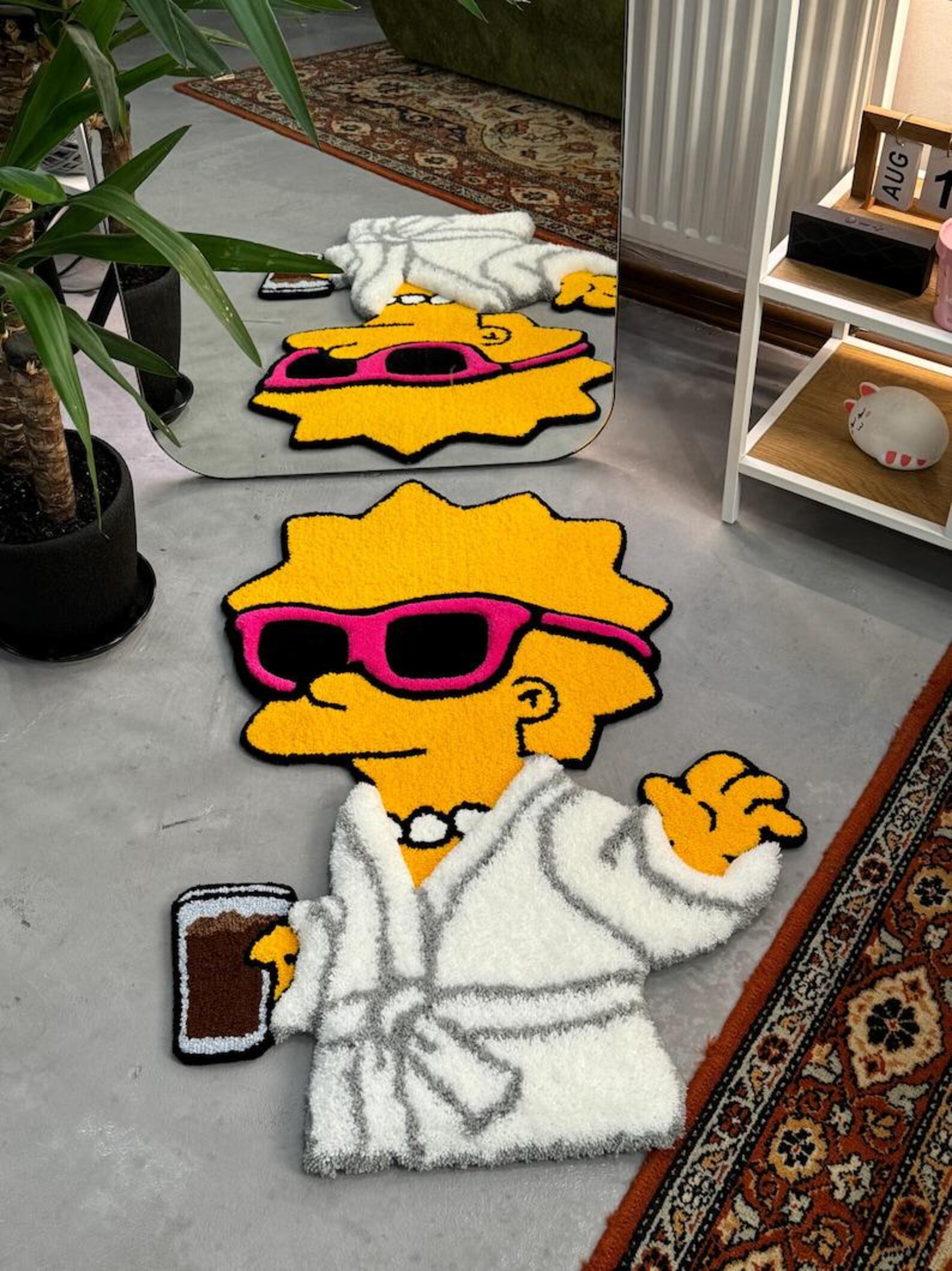 Lisa Simpson Rug – Cartoon Tufted Rug With Glasses & Robe, Boho ...