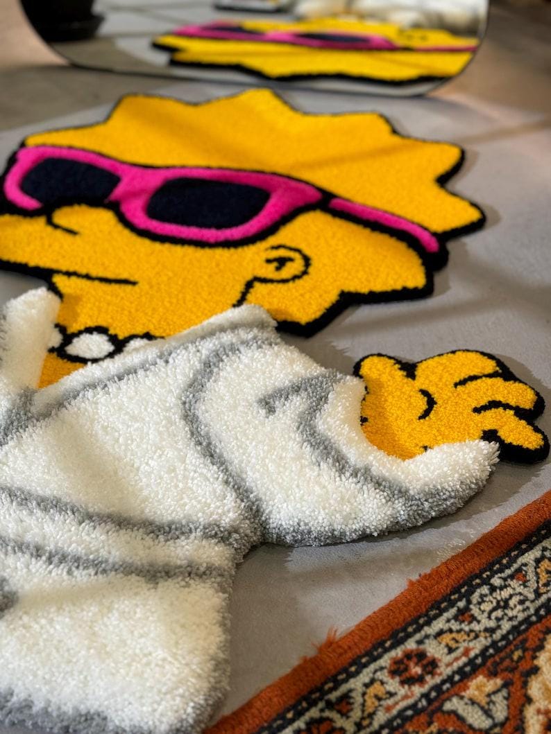 Lisa Simpson Rug – Cartoon Tufted Rug With Glasses & Robe, Boho ...