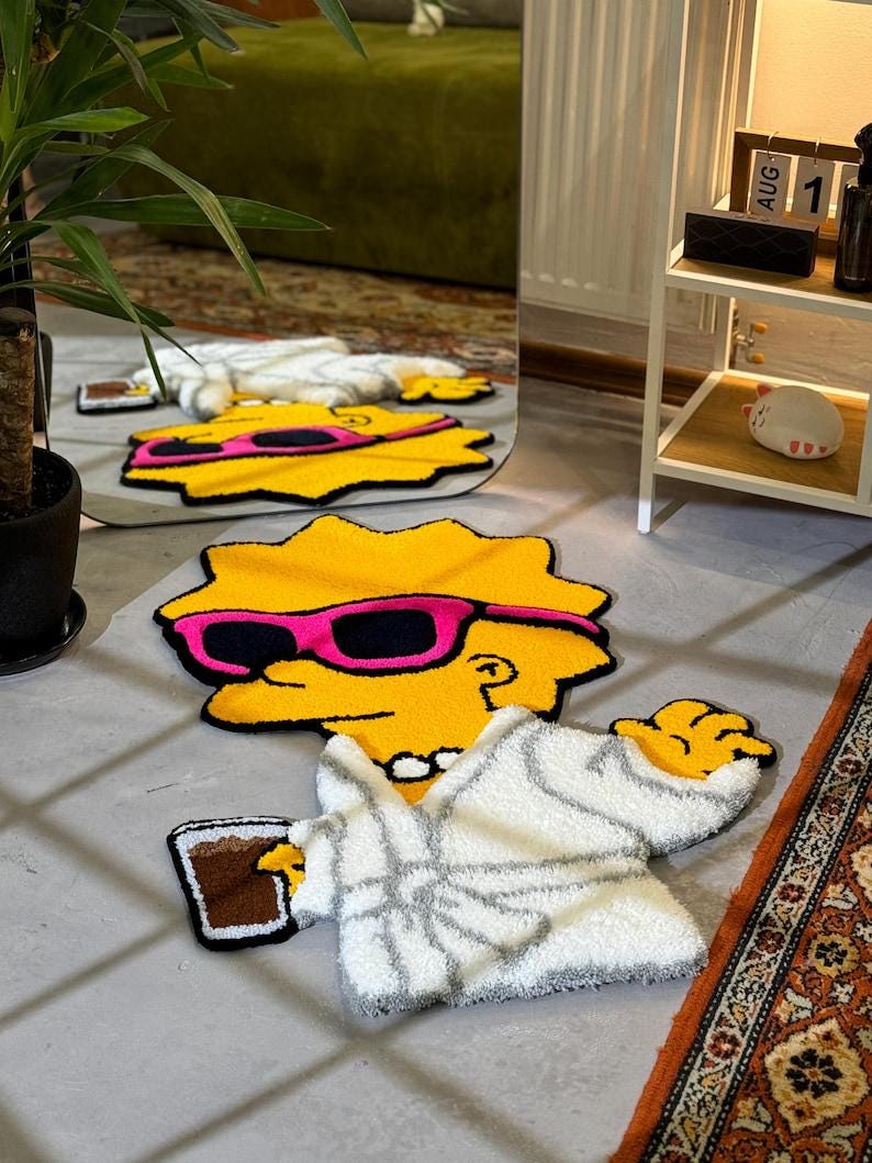 Lisa Simpson Rug – Cartoon Tufted Rug With Glasses & Robe, Boho ...