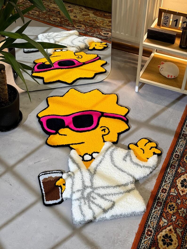 Lisa Simpson Rug – Cartoon Tufted Rug With Glasses & Robe, Boho ...