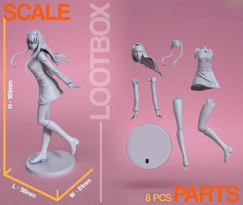 Zero Two STL 3D Print File | Anime STL Figure for Resin & Fdm | Darling ...
