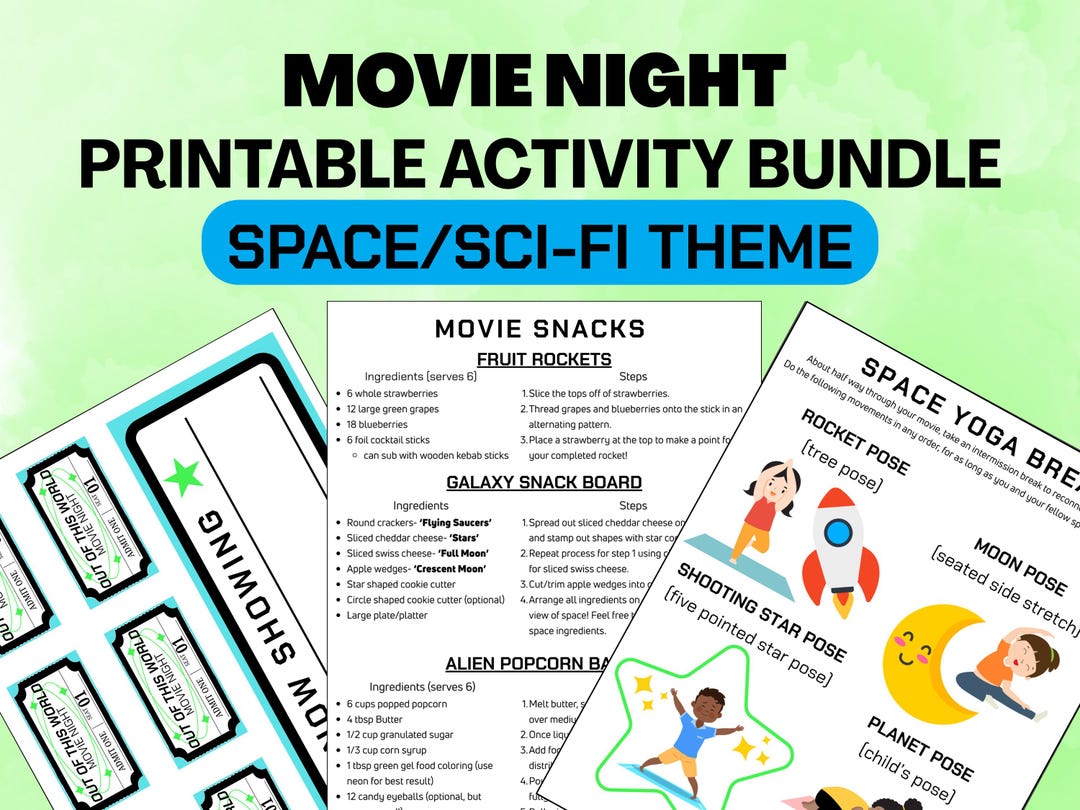 Space/sci-fi Movie Night Activity Bundle! Printable for Family, Parties ...