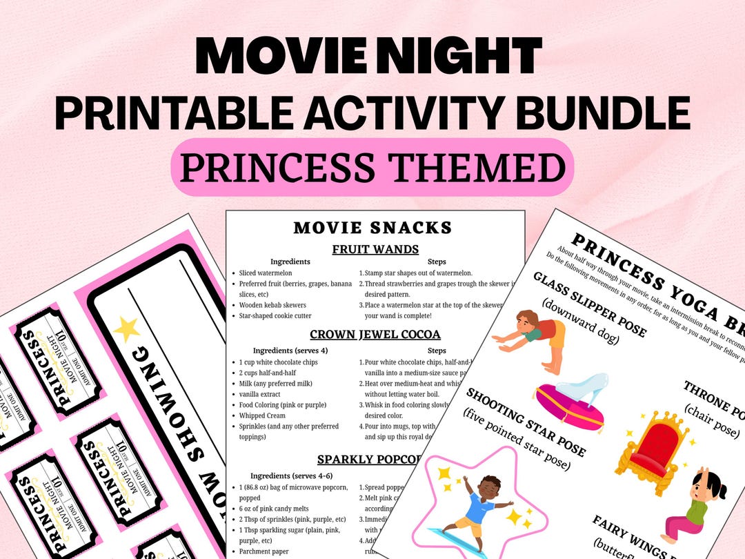 PRINCESS Movie Night Activity Bundle! Fun Printable for Family, Parties ...