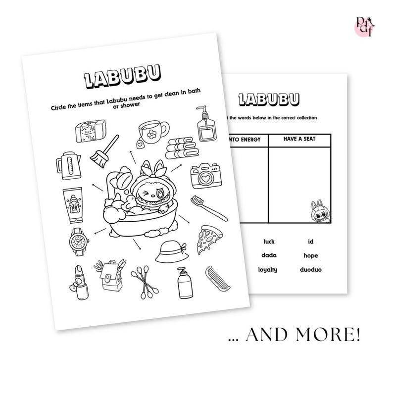 Labubu Activity Pack for Kids, Coloring, Educational Games & More, 20 ...