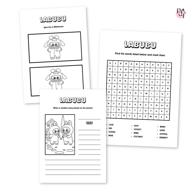 Labubu Activity Pack for Kids, Coloring, Educational Games & More, 20 ...