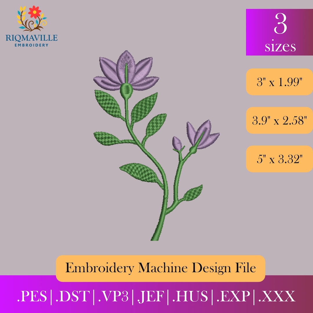 Lavender Lily Embroidery Design | Botanical Machine Embroidery File ...
