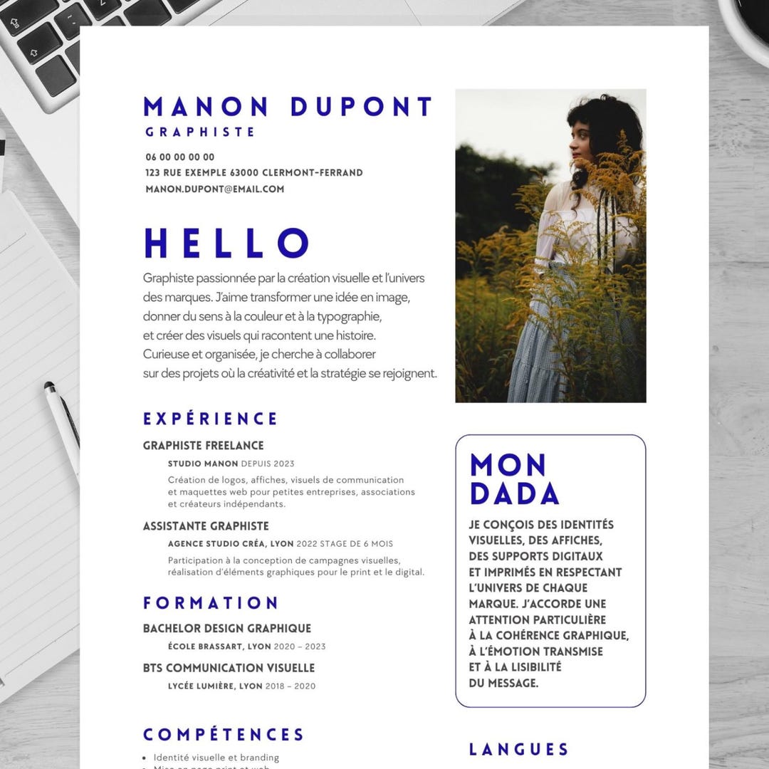 French CV / Cv Template Canva / Cv Canva / CV and Cover Letter Template ...