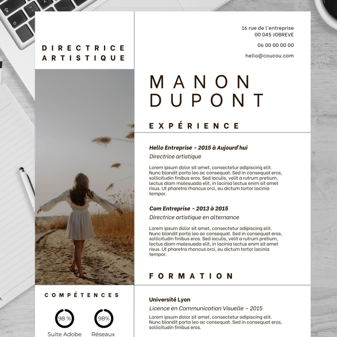 French CV / Art Director CV + Application Guide / Canva CV Template ...