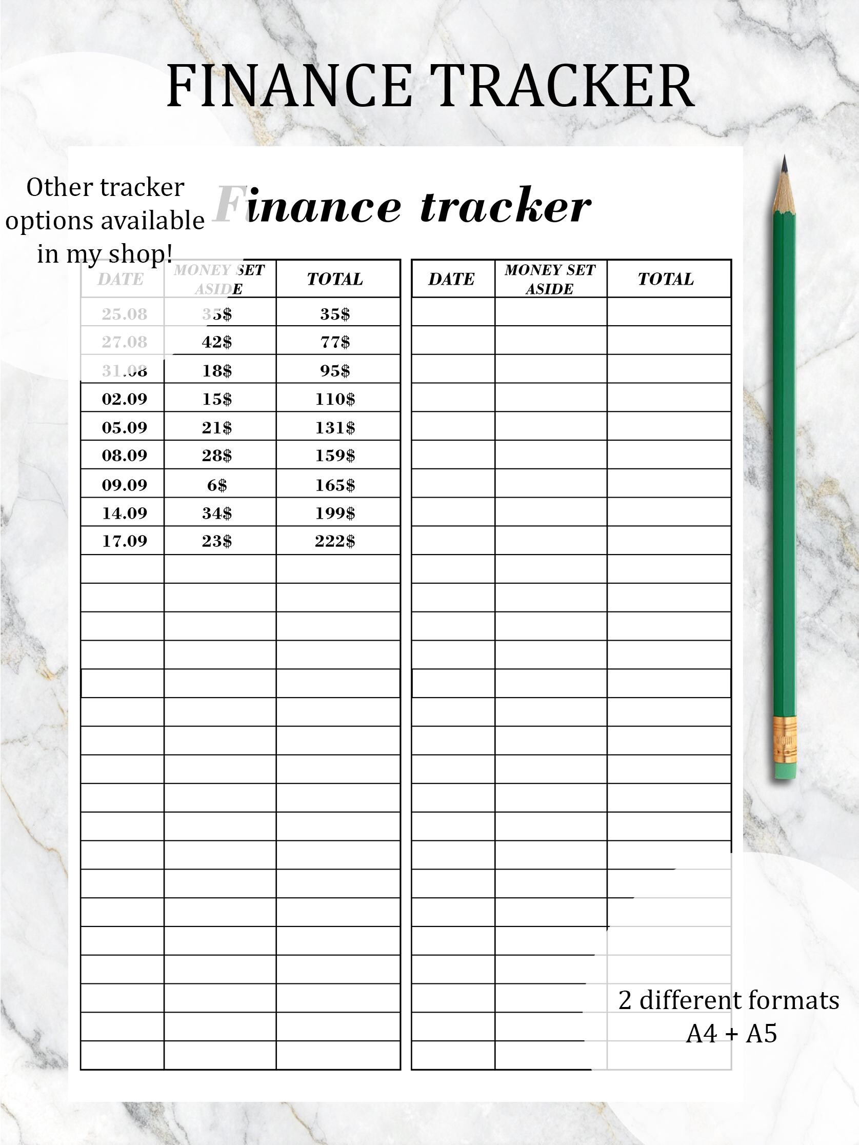 Finance Tracker Printable Budget Planner, Money Savings Log, Minimalist ...