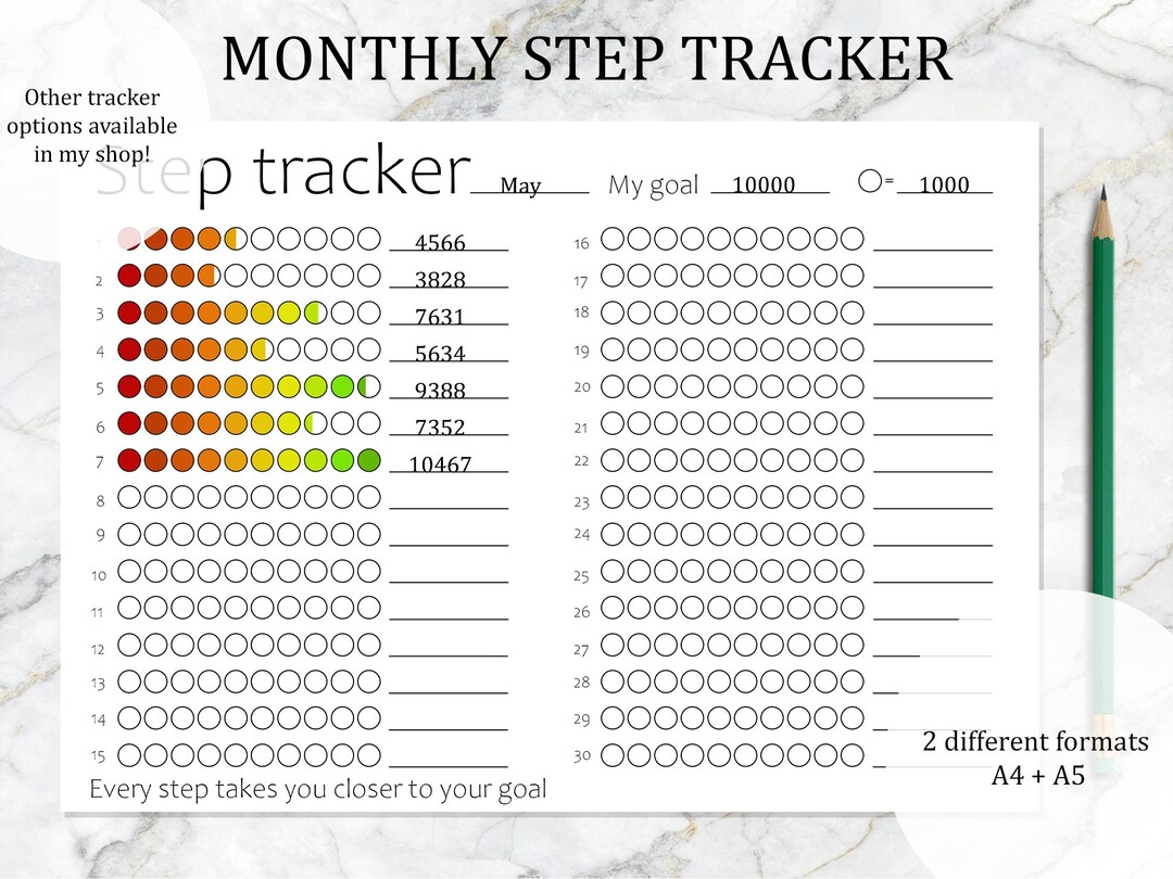 Step Tracker, Daily Step Log, Monthly Walking Log Printable PDF ...