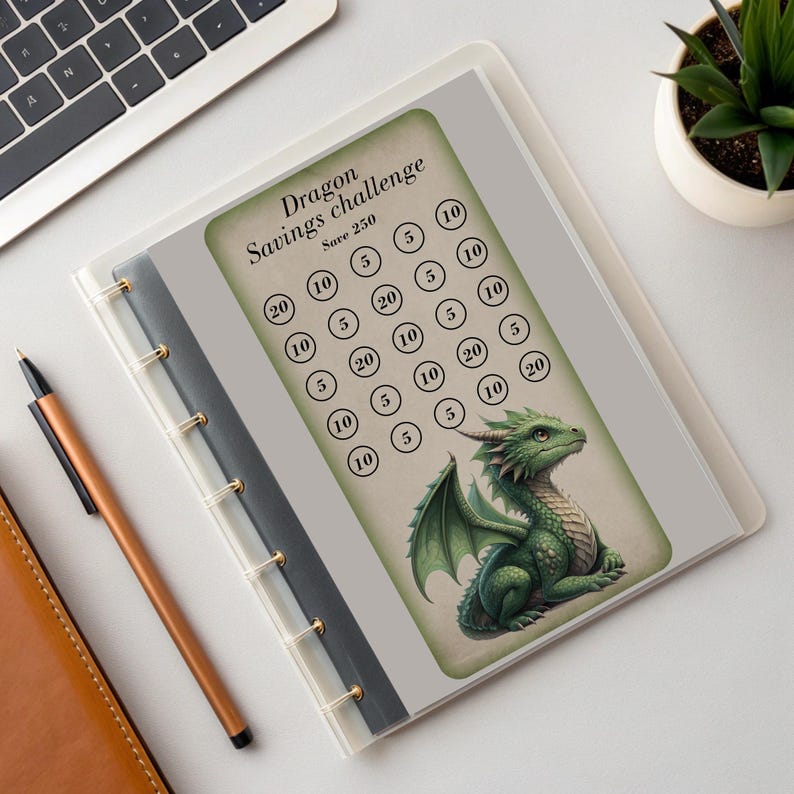 Dragon Savings Challenge, 9 Money Saving Trackers Printable, Total ...