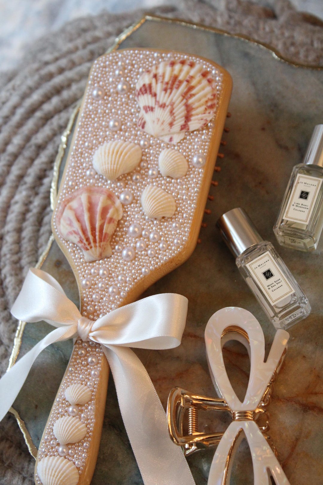 Sea Shell Pearl Hairbrush | Pearl Hairbrush | Mermaid Hairbrush - Etsy