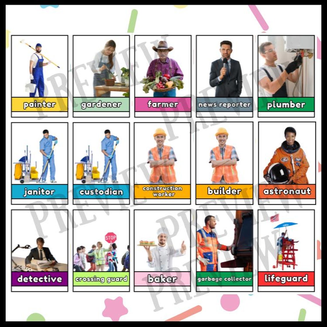 50 Community Helpers Flashcards | Graphic Photos + Real Photos - Etsy
