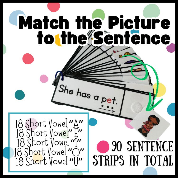 CVC Sentence Strips Activity: Read & Match Game (digital Download - Etsy