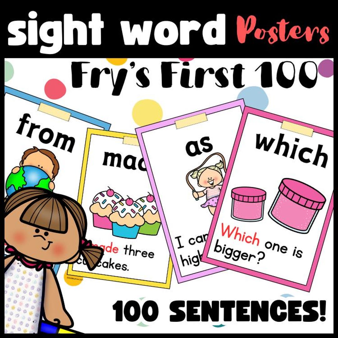 Sight Word Sentence Posters | Fry's First 100 Sight Words | Classroom ...