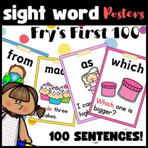 Sight Word Sentence Posters | Fry's First 100 Sight Words | Classroom ...