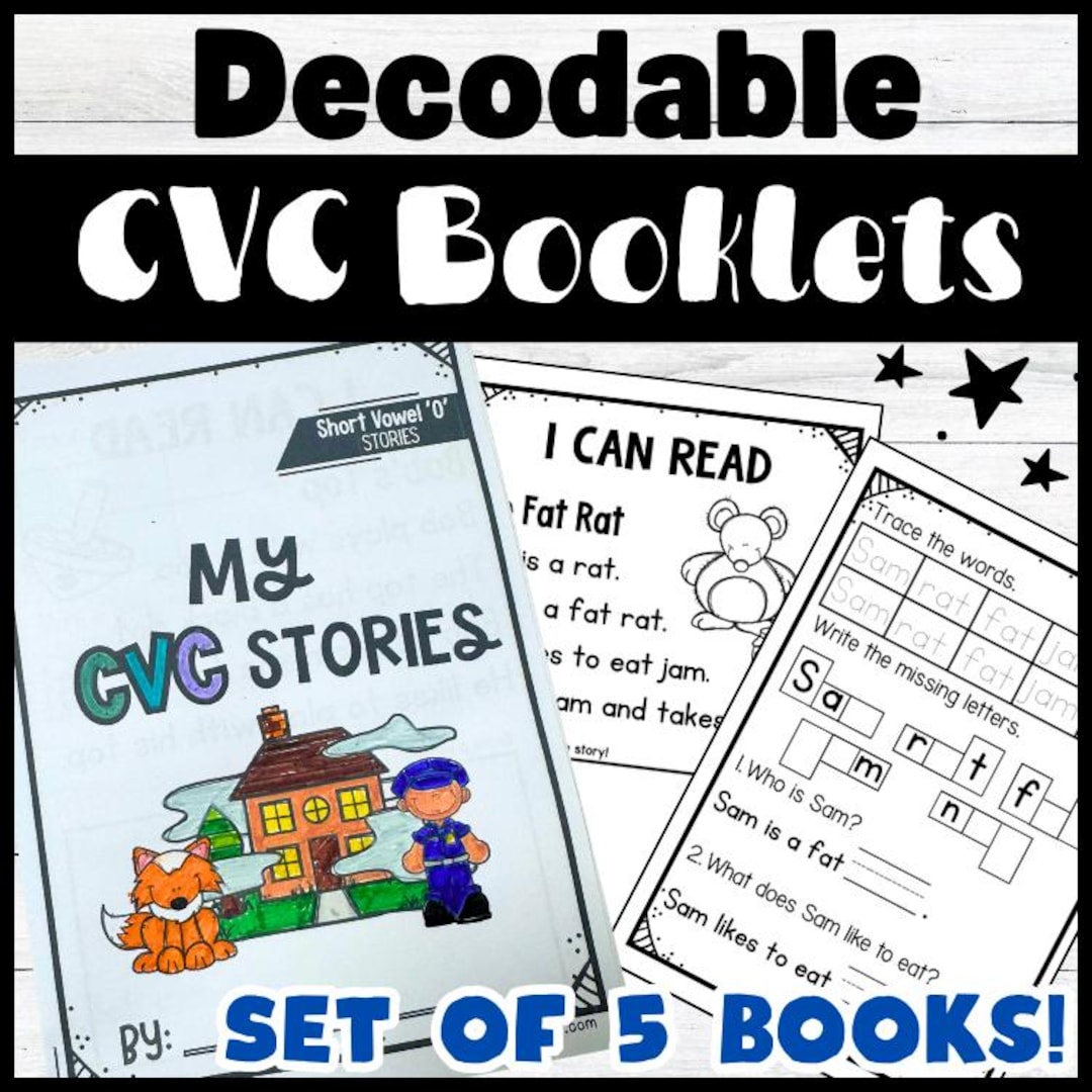 Decodable CVC Story Booklets + Activity Worksheets | Set of 5 Short ...