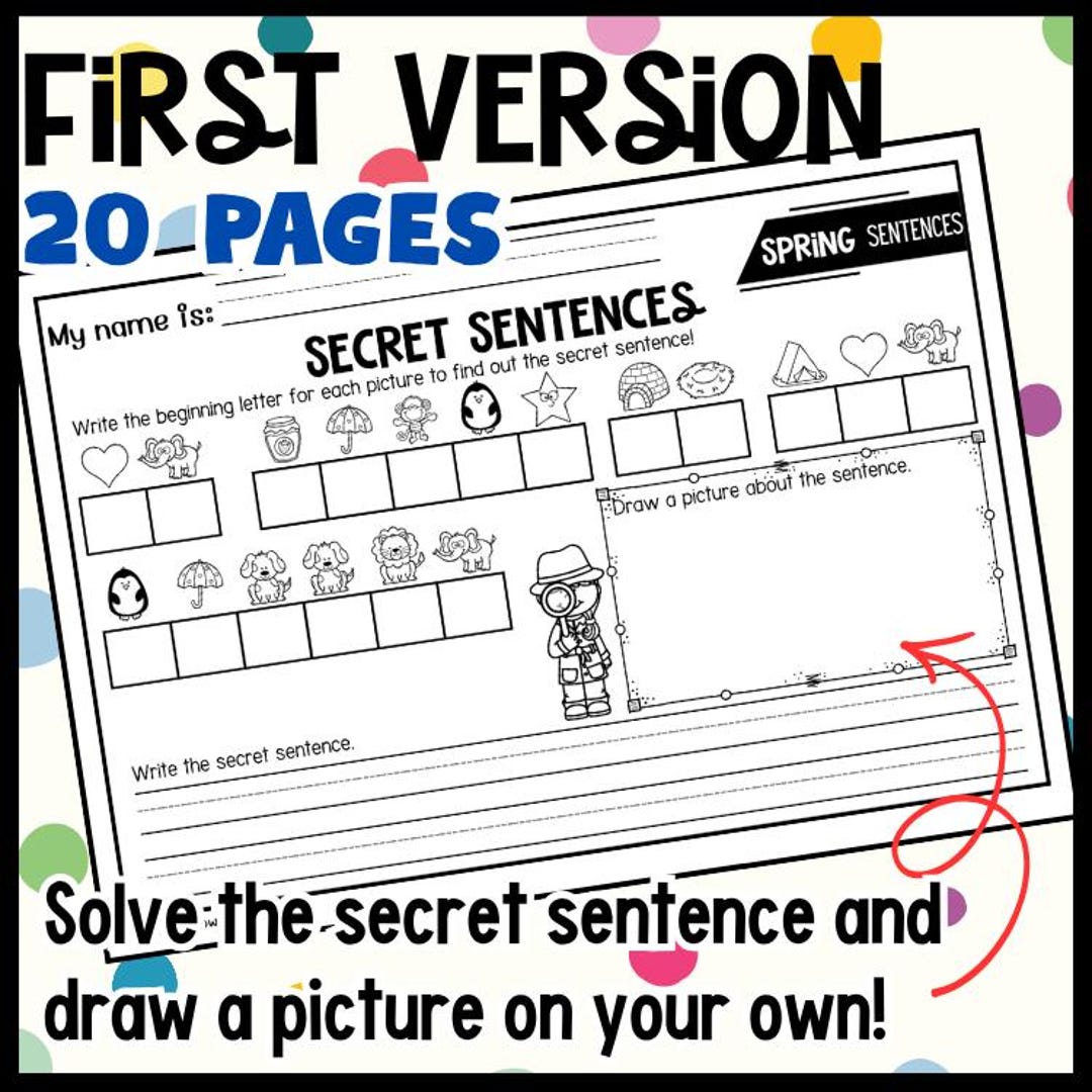 Spring Secret Sentence Worksheets | Beginning Sounds Activity | Sight ...