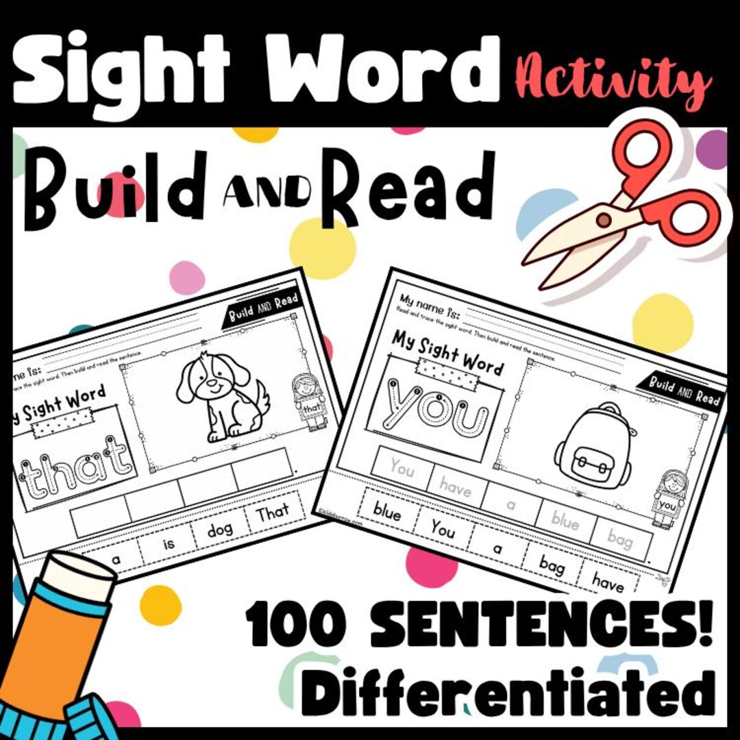 Sight Word Sentence Scramble Activity | Cut and Paste Sentence Building ...