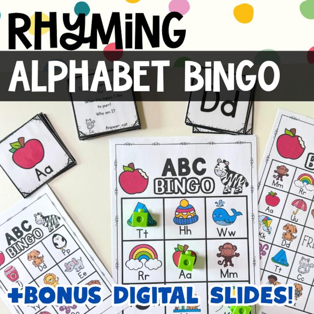 Alphabet Bingo Game – Rhyming Riddles Phonics Activity for Kindergarten ...