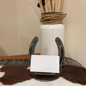 Rustic Horseshoe Phone Holder: Western Business Card & Tablet Display ...