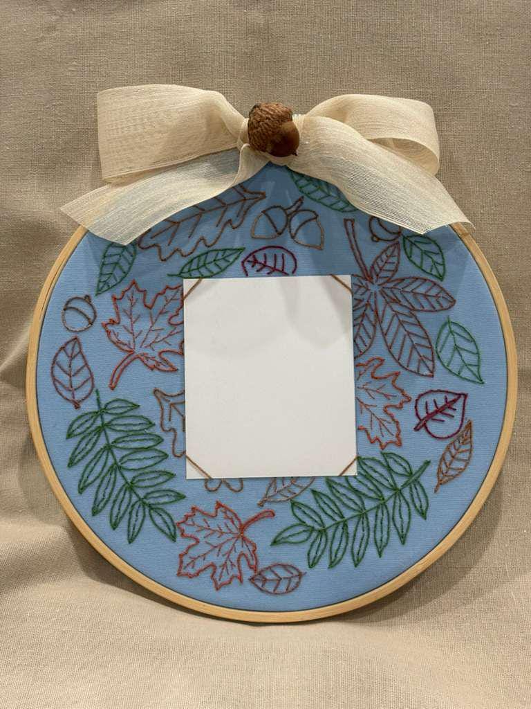 Hand-embroidered Photo Frame With Fall Leaves Details - Etsy