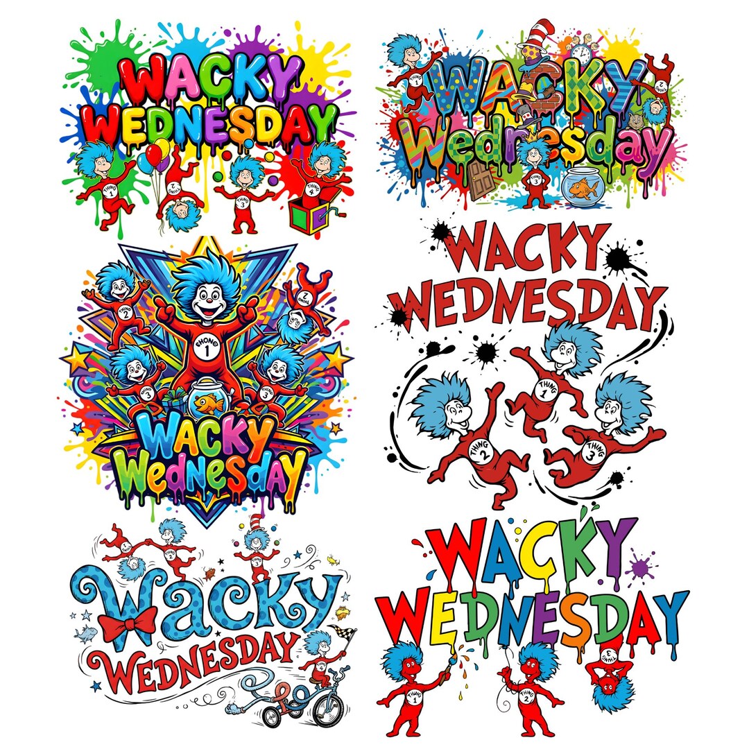 Wacky Wednesday PNG Bundle, Dr Seuss PNG, Cat in the Hat PNG, Thing 1 ...