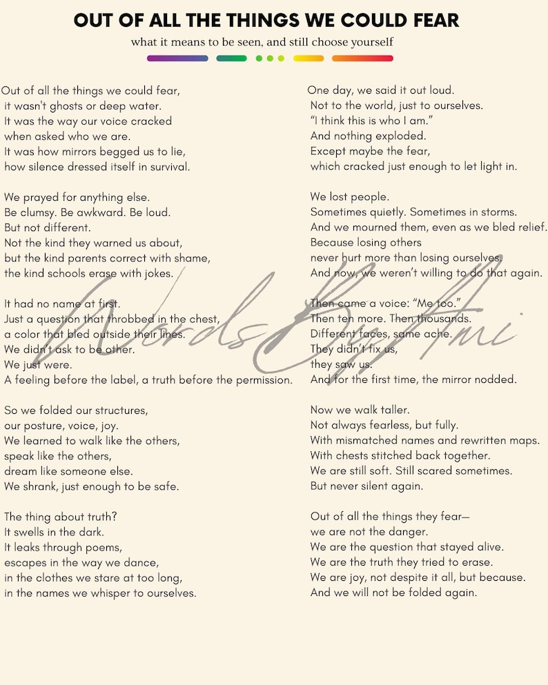 Pride Month Poem Poster - LGBTQIA+ Empowerment Art Print, 'out of All ...