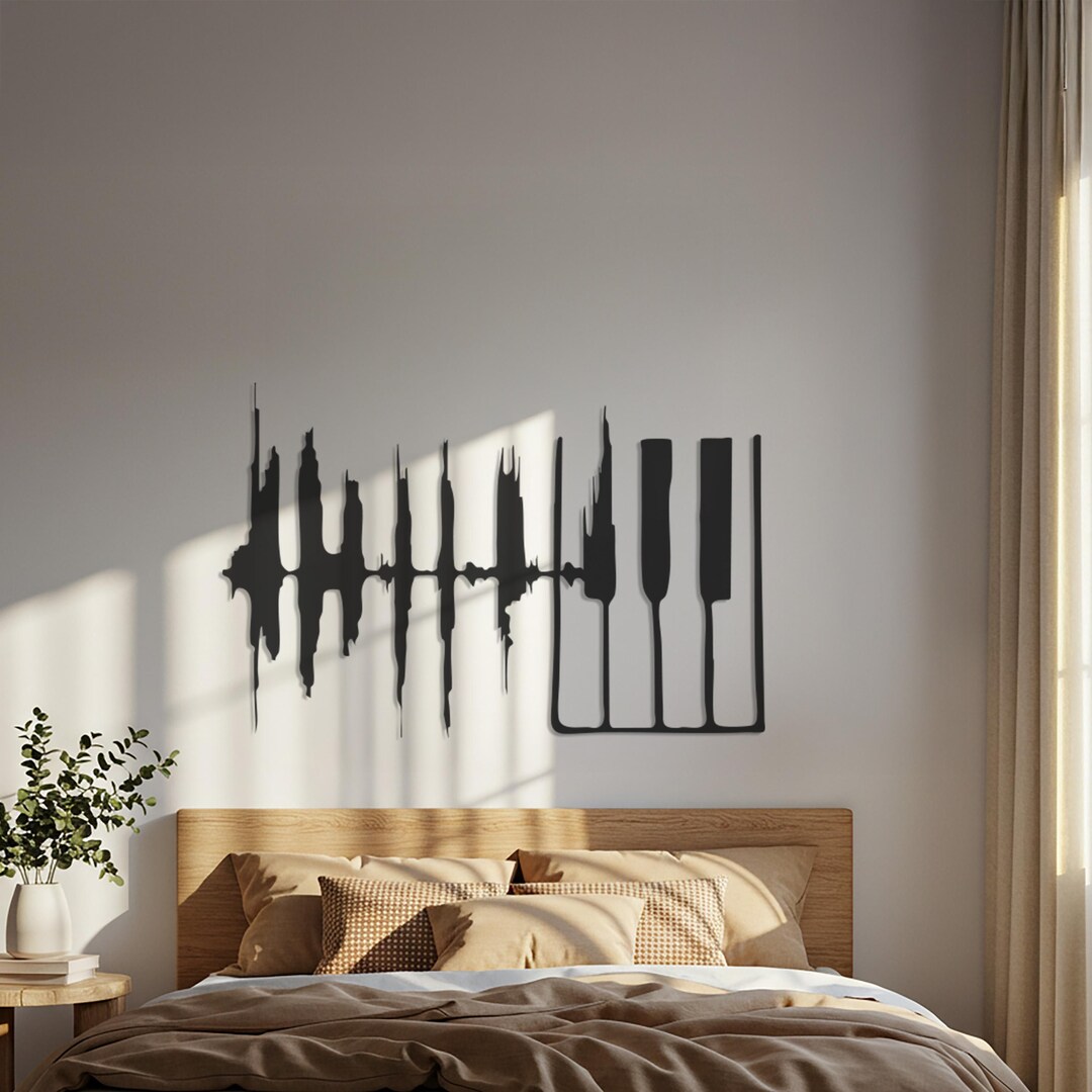 Music Soundwave Metal Wall Art, Piano Sound Wave Decor, Minimalist ...