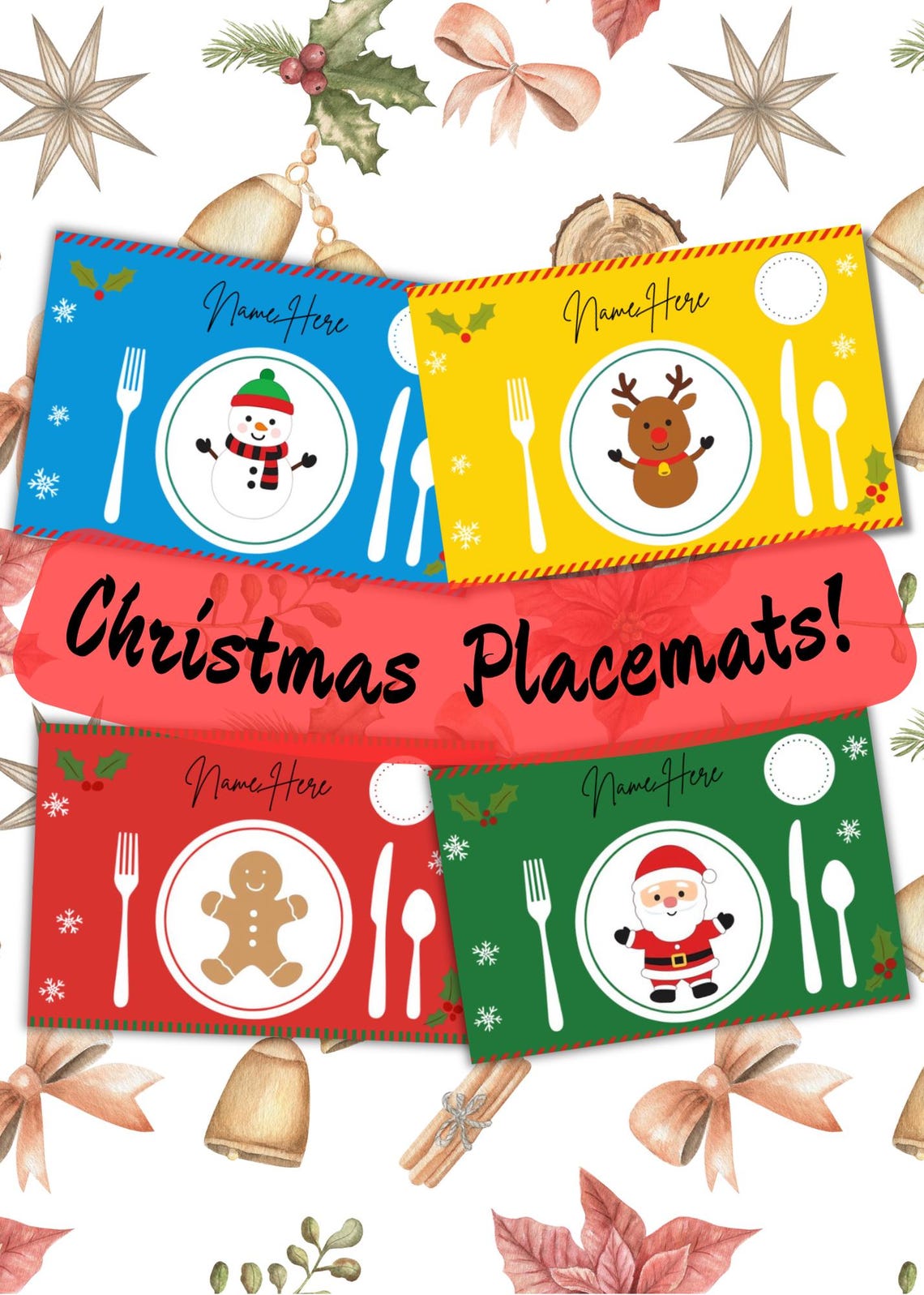 Christmas Classroom Placemat, Educational Table Mat for Kids, Learning ...